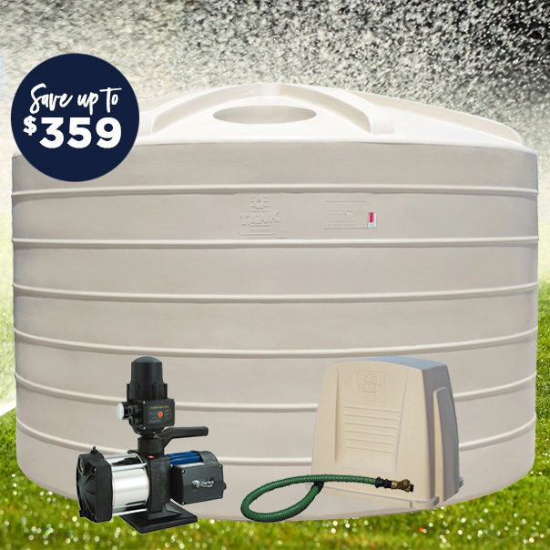 Rural 22,700 Litre Water Tank x2 and Pump Package - QTank