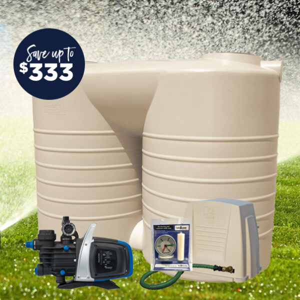 Slimline 5,000 Litre Stubby Water Tank and Pump Package - QTank